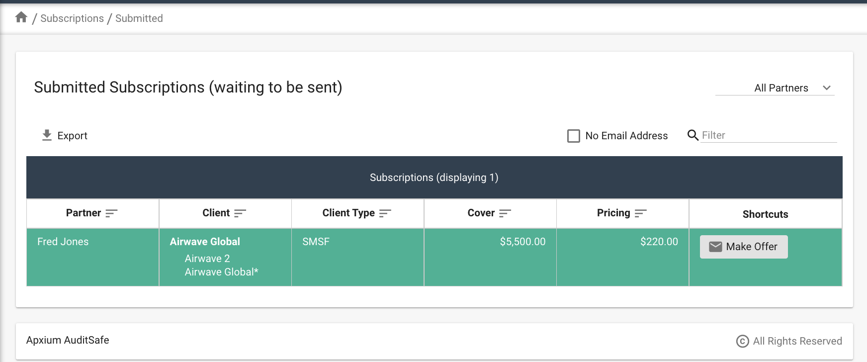 Editing and Submitting an Offer/Subscription